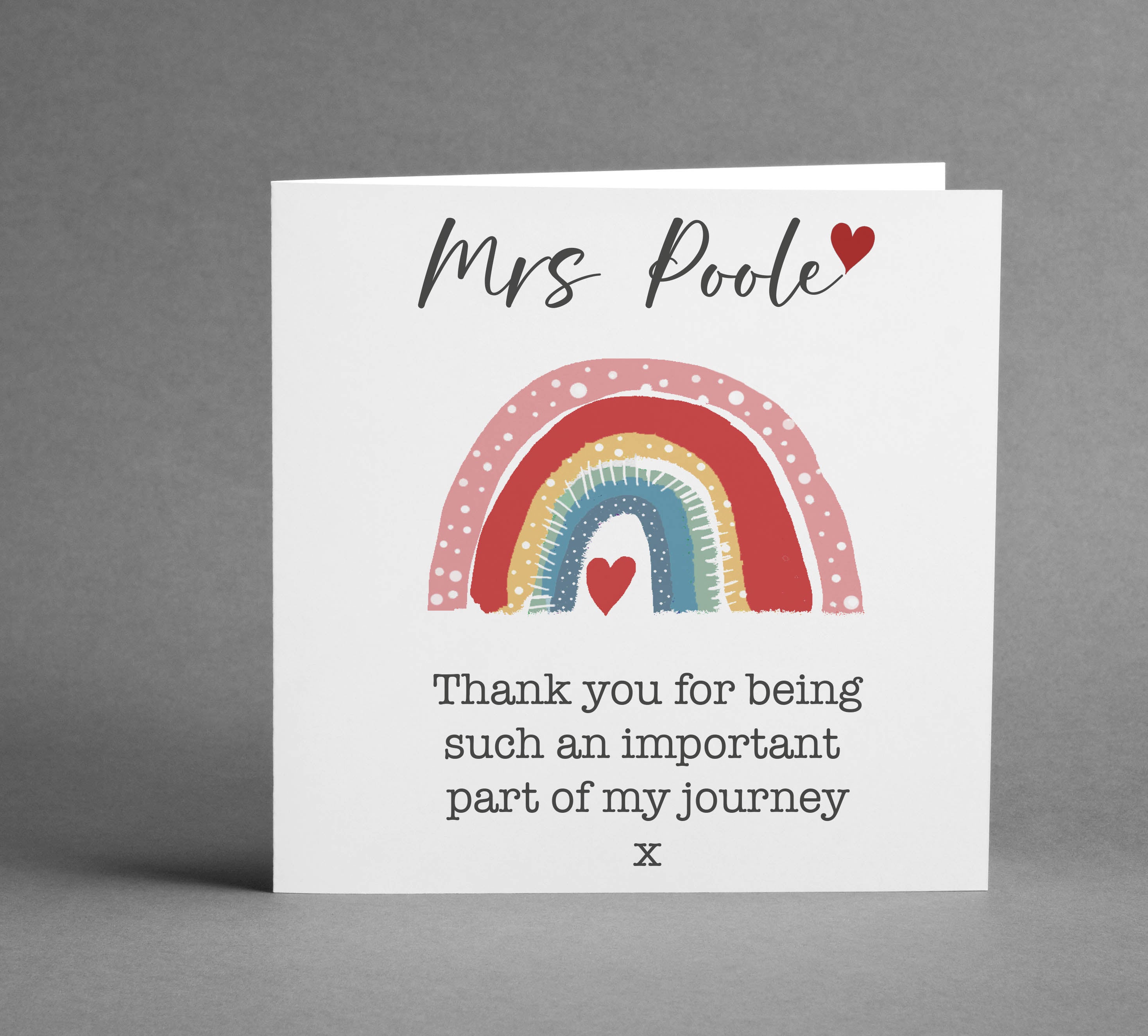Personalised Thank you teacher Bright rainbow card – Jola Designs