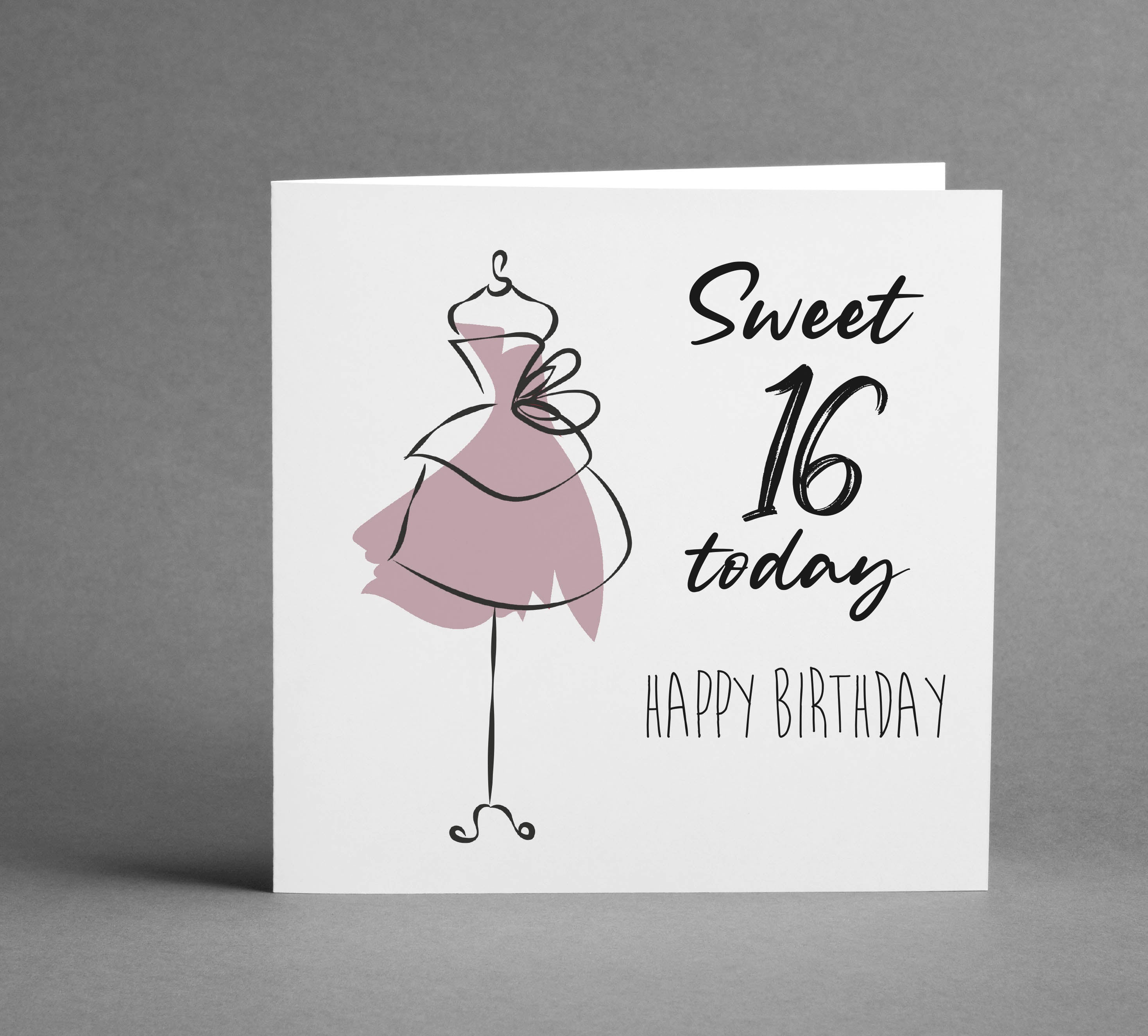 Sweet 16 Happy Birthday square card – Jola Designs