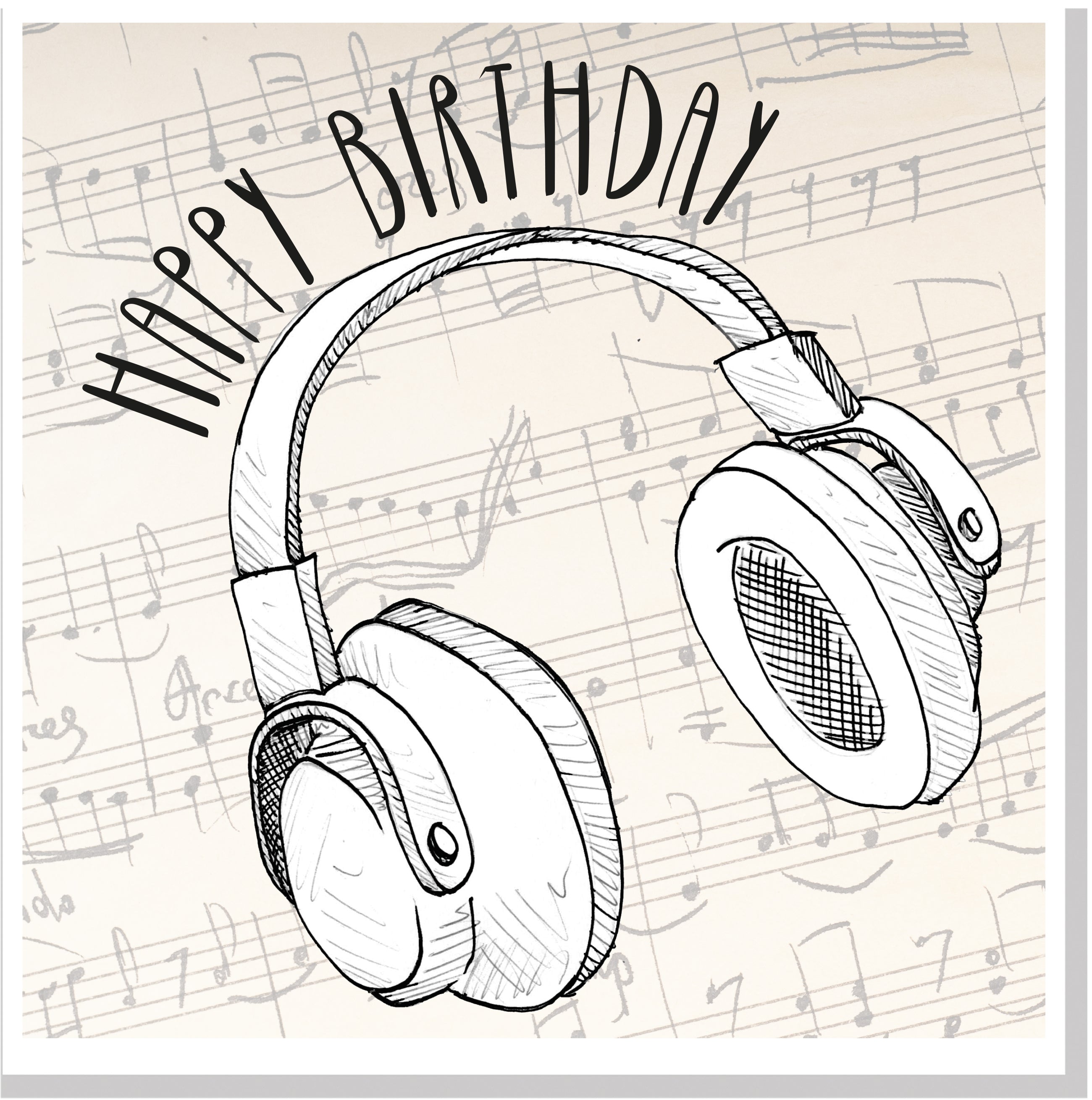 Headphones Happy Birthday square card – Jola Designs