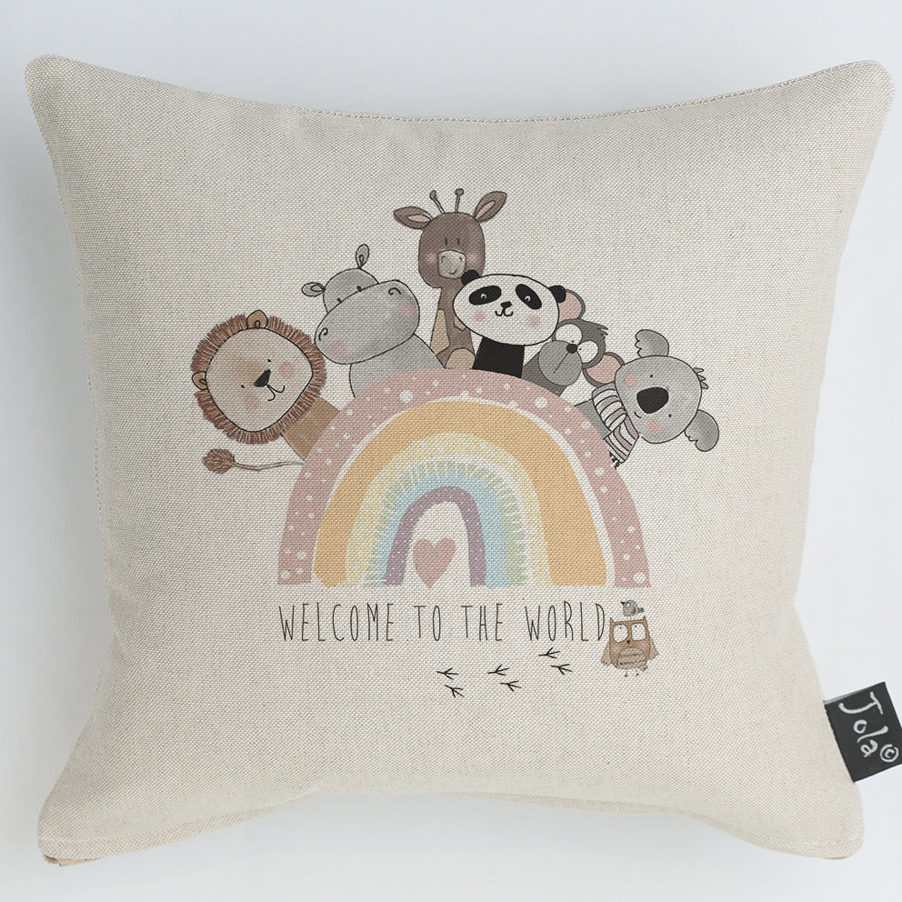 Pastel Rainbow Animals cushion – Jola Designs