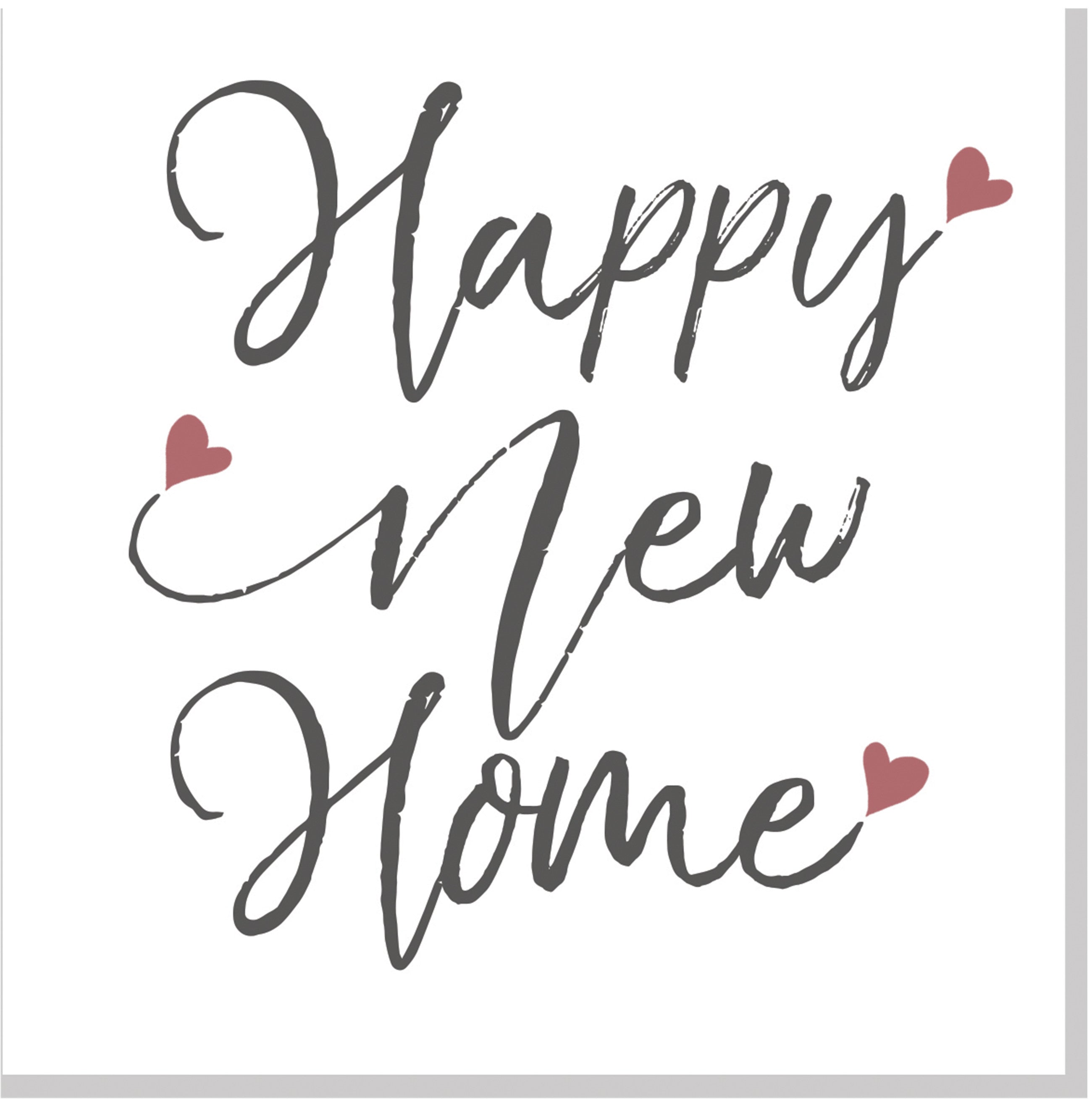Happy new home pink hearts square card – Jola Designs